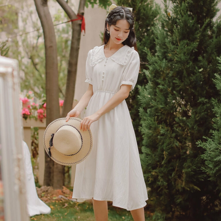 White Vintage Cottagecore Dress | Cottagecore Dress
