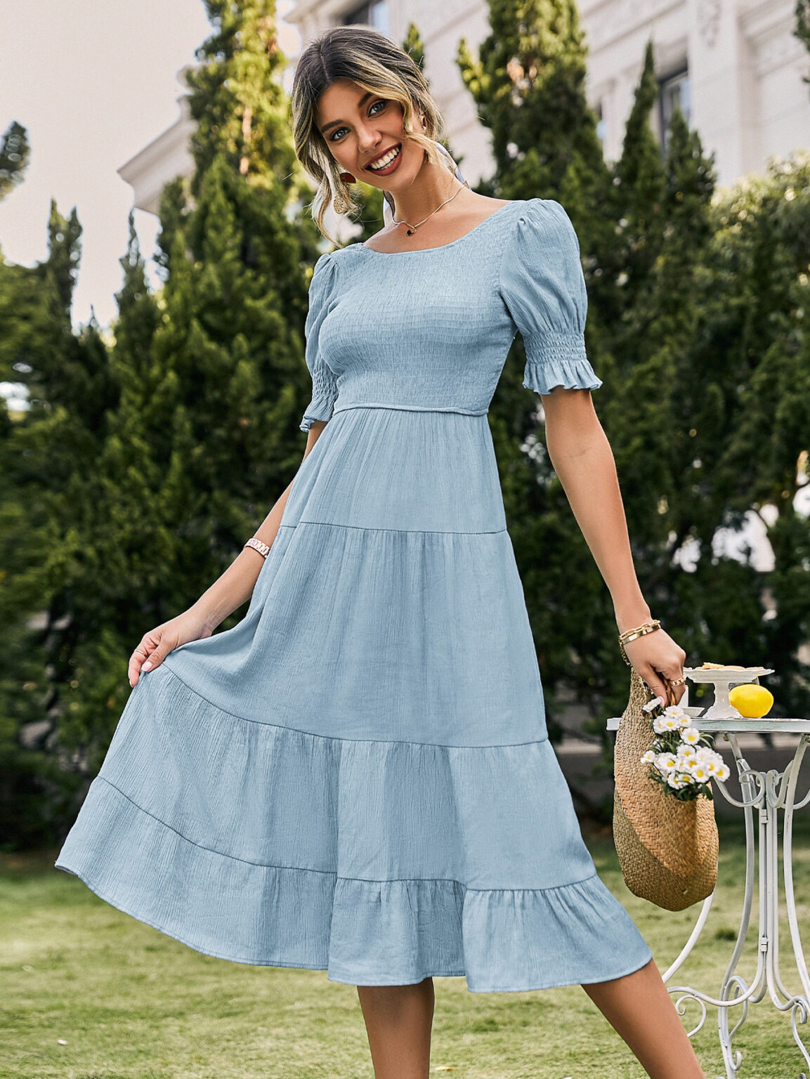 Cottagecore dress long light blue | Cottagecore Dress