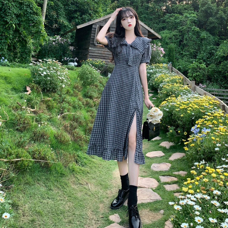 Dark Cottagecore Plaid Dress | Cottagecore Dress
