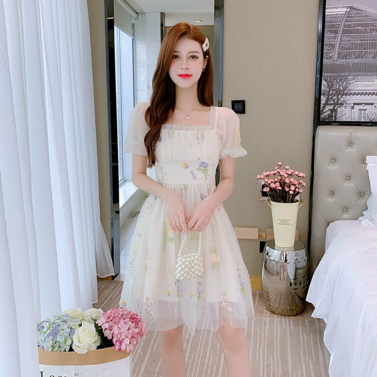 Summer Flower Embroidered Fairy Dress | Cottagecore Dress