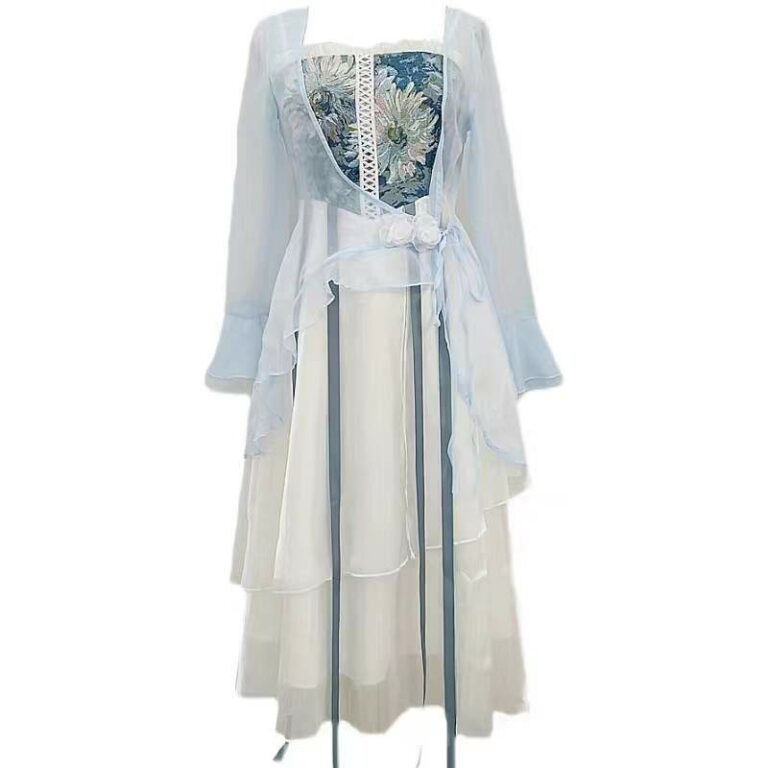 Blue Floral Tapestry Cottagecore Dress | Cottagecore Dress