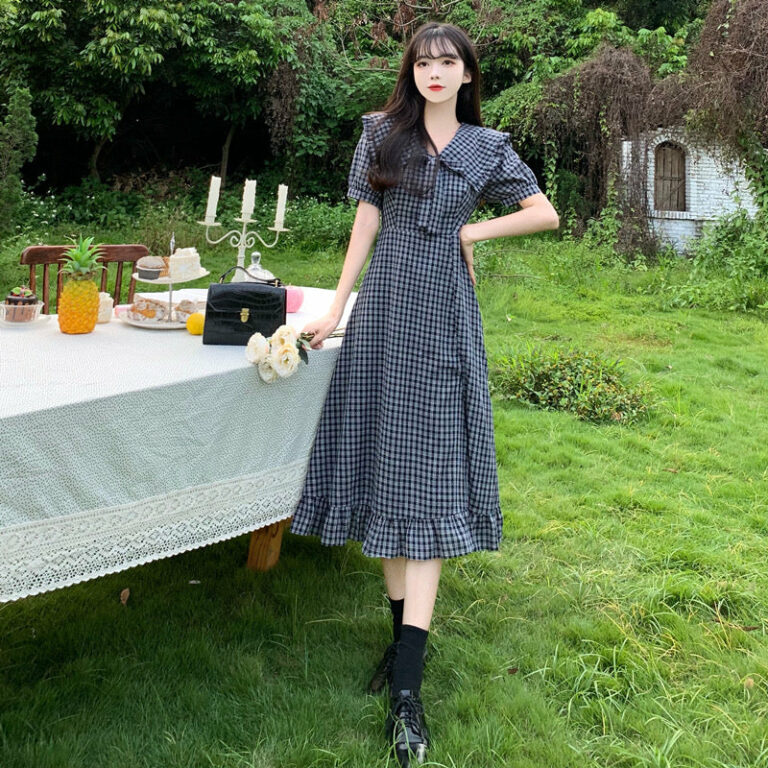 Dark Cottagecore Plaid Dress | Cottagecore Dress